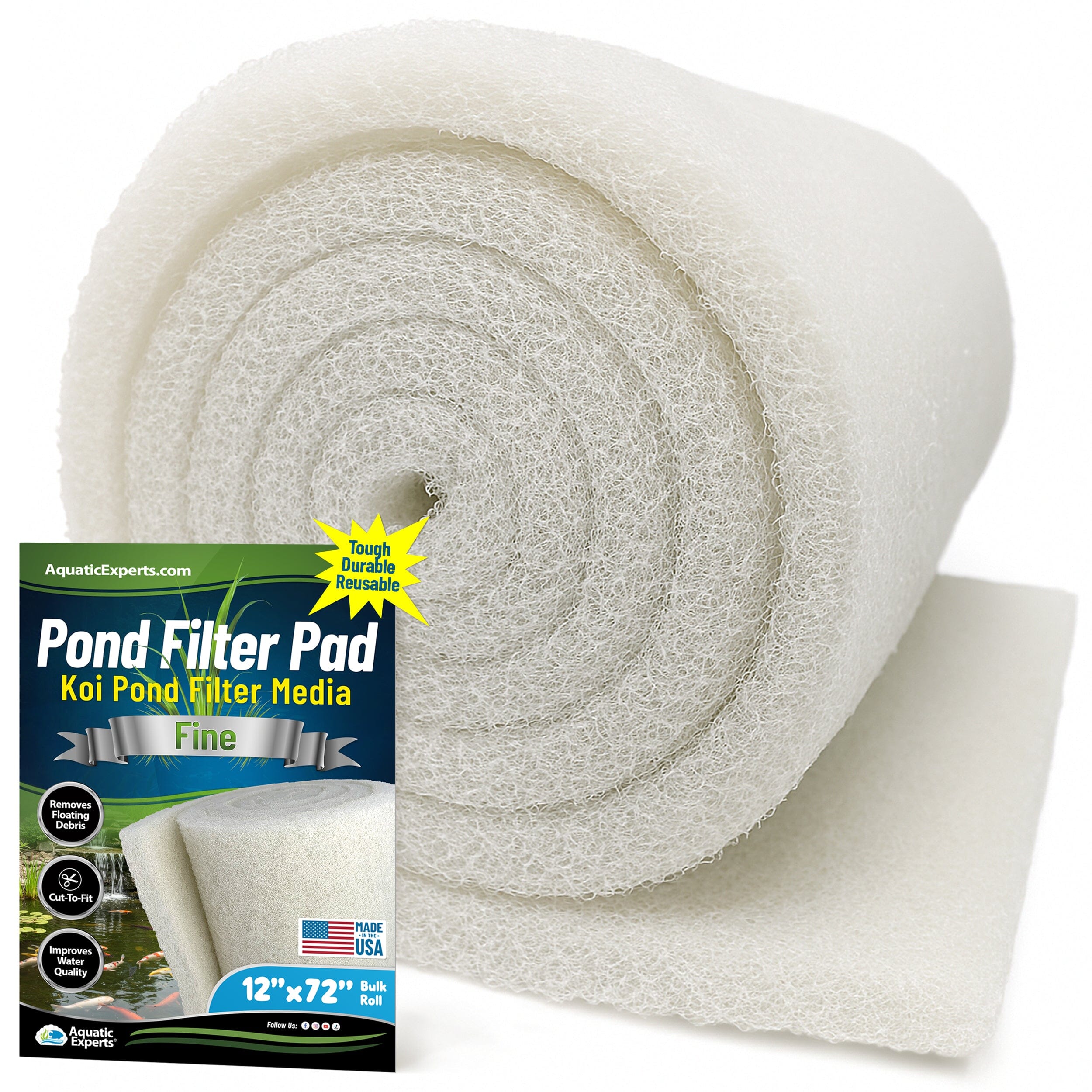 Classic Koi Pond Filter Pad FINE - White Bulk Roll Filter Media, Ultra ...